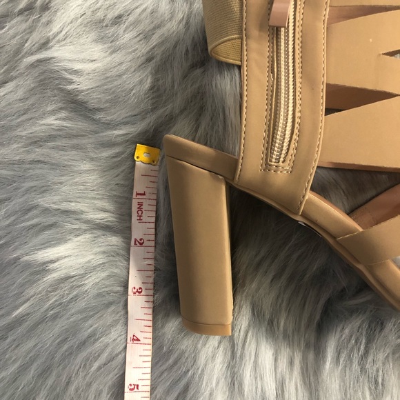 Shoes | Tan Open Toe With Cut Out Straps Block Heel | Poshmark
